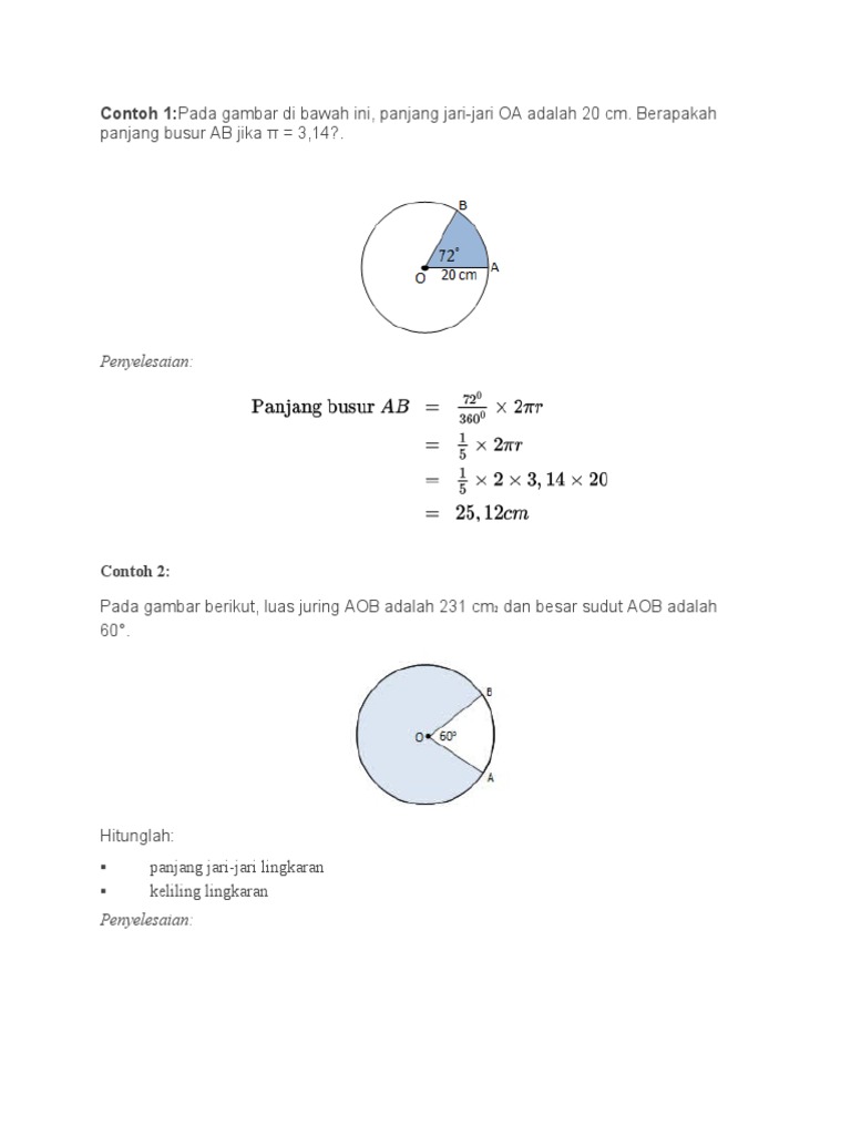 Luas Juring Dan Panjang Busur Dan Jawaban | PDF | Griya & Taman