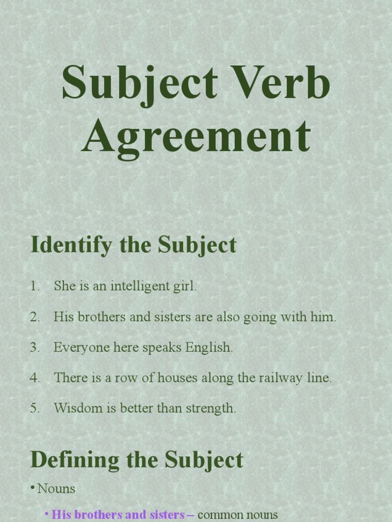 Subject Verb Agreement | PDF | Subject (Grammar) | Grammatical Number