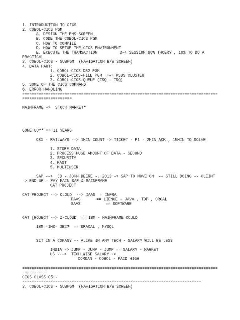 Cics Class 05 Pdf Proprietary Software Computer Programming 