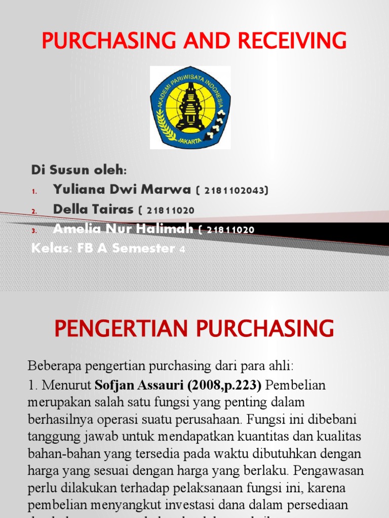 PURCHASING AND RECEIVING | PDF