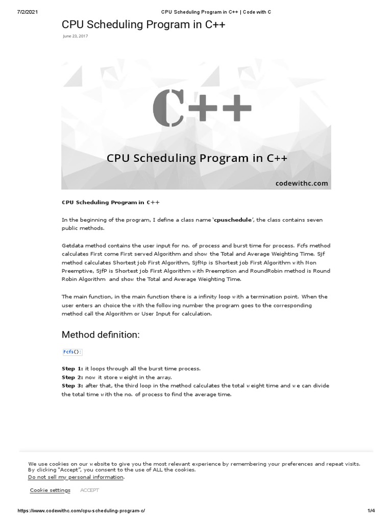 CPU Scheduling Program in C++ - Code With C | PDF | Http Cookie ...