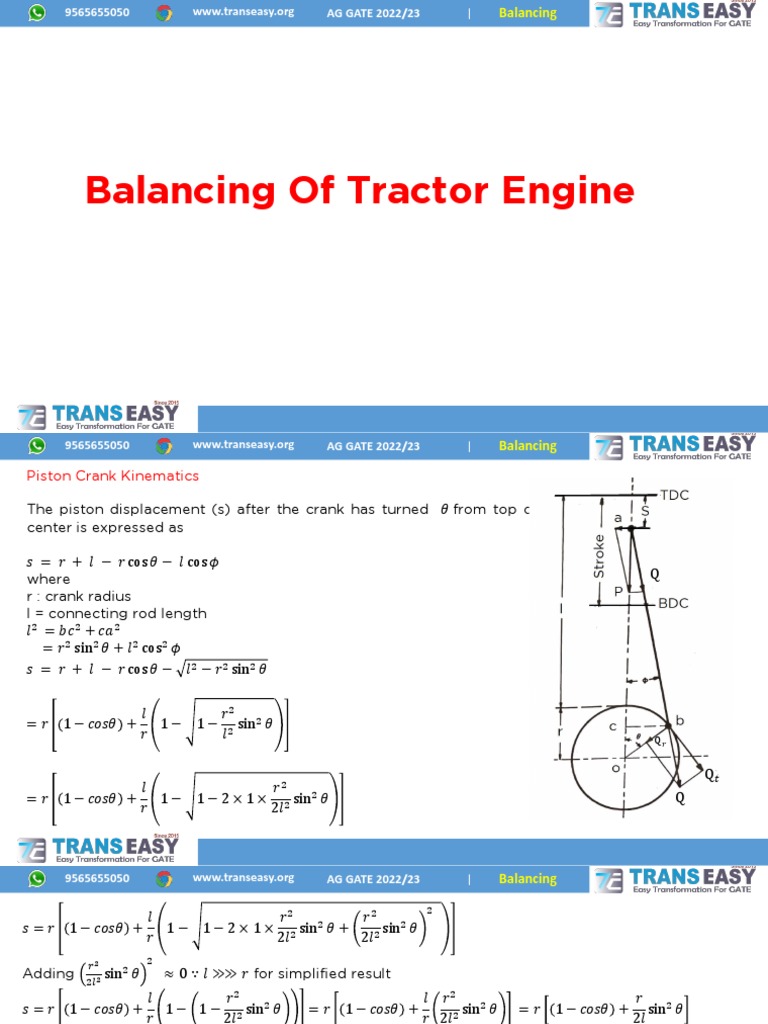 Balancing of Tractor Engine | PDF | Force | Mass