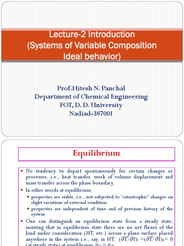 Lecture-2 Introduction-System of Variable Composition (Ideal Behaviour ...