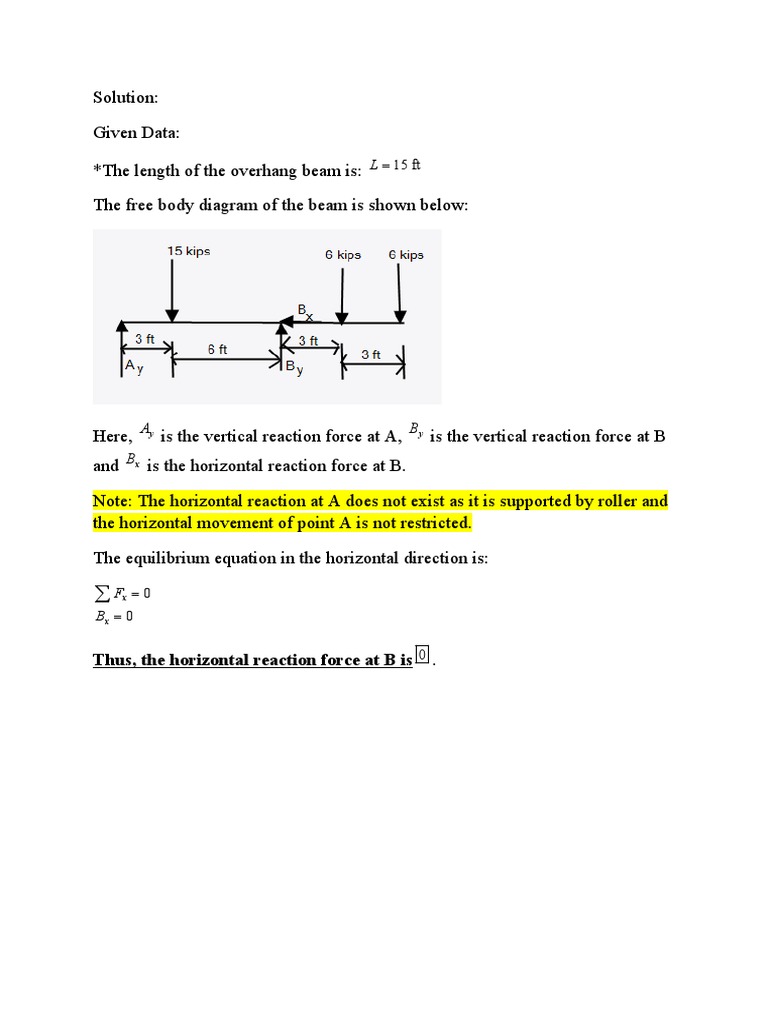Thus, The Horizontal Reaction Force at B Is | PDF