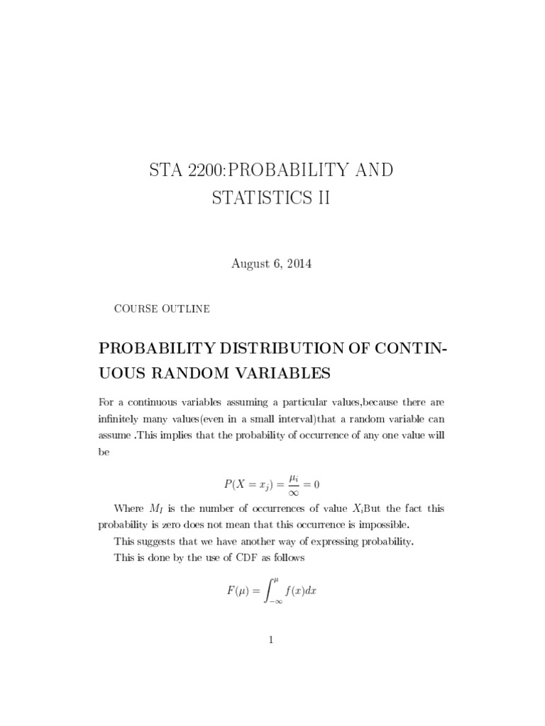 Probability ND Statistics 2 | PDF | Expected Value | Variance