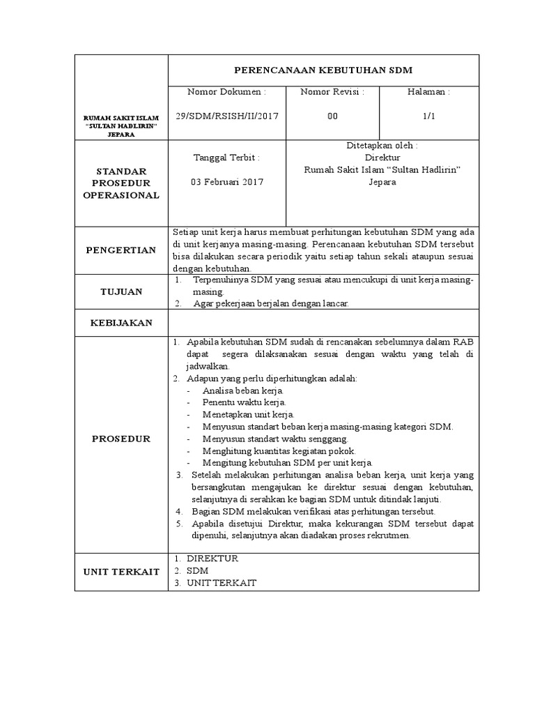 Spo Perencanaan Kebutuhan SDM | PDF