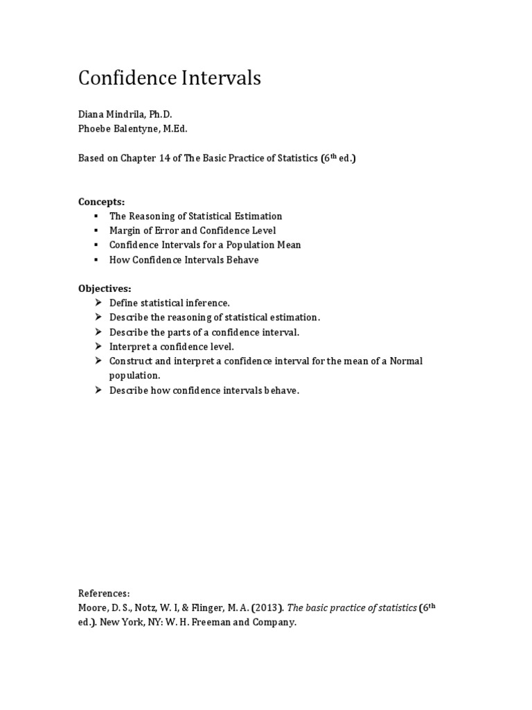 Confidence Intervals Notes | PDF | Confidence Interval | Standard Deviation