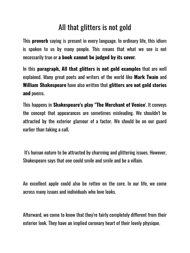 All That Glitters Is Not Gold | PDF | Poetry | Classics