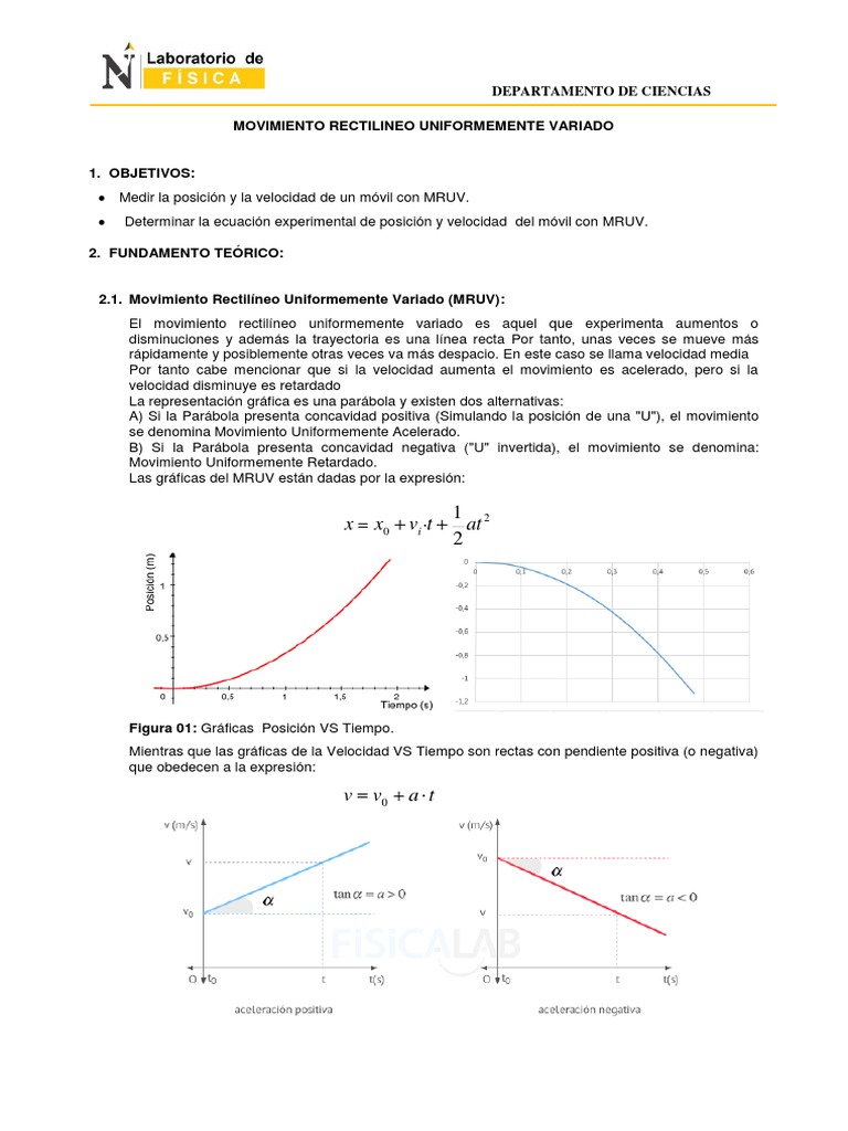 02 Laboratorio Mruv | PDF | Aceleración | Tiempo espacial