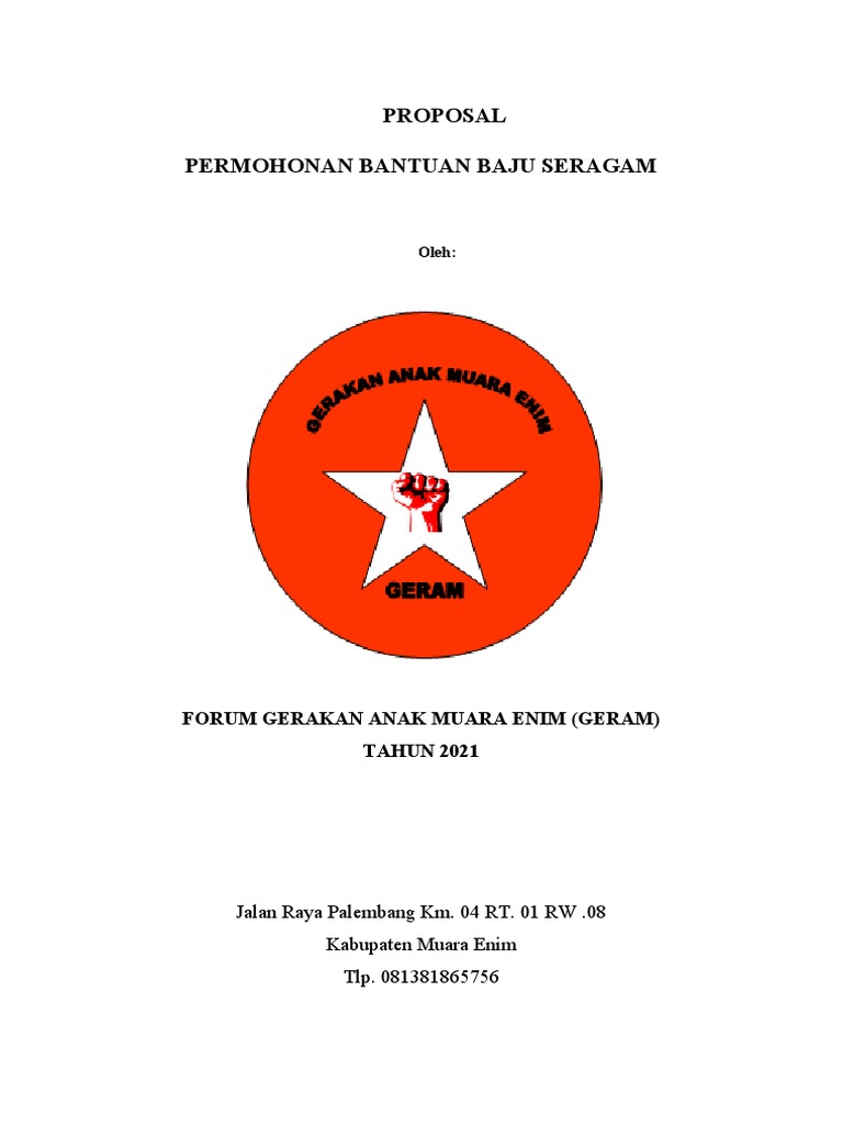 Cover PROPOSAL Baju Seragam Geram CSR | PDF