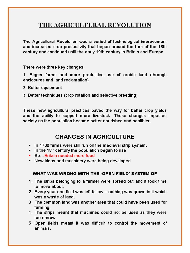 The Agricultural Revolution - Notes | PDF | Crop Rotation | Agriculture
