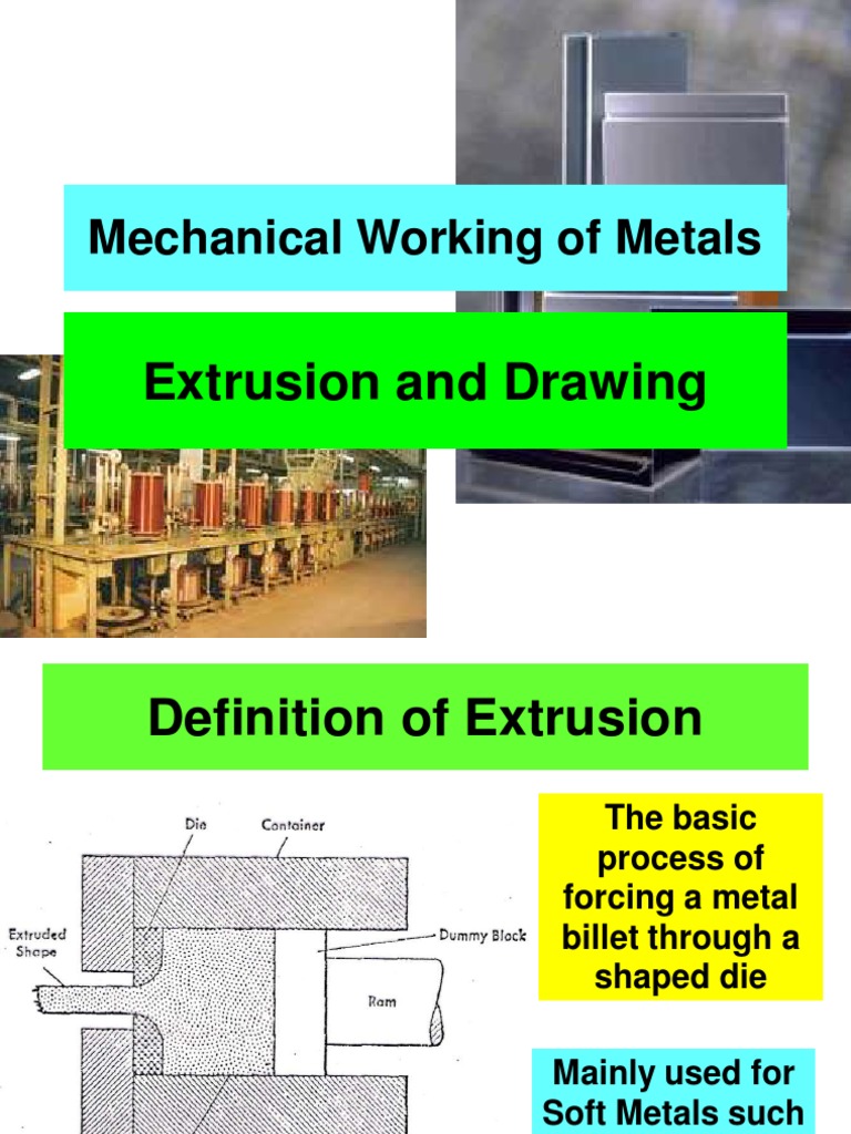 Mechanical Working of Metals (Extrusion and Drawing) | PDF | Extrusion ...
