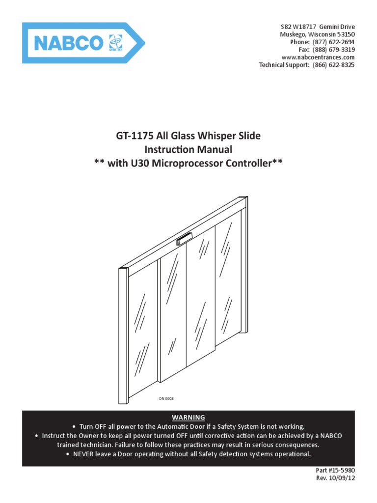 Nabco Gyro Tech GT 1175 Whisper Slider | PDF | Technology & Engineering
