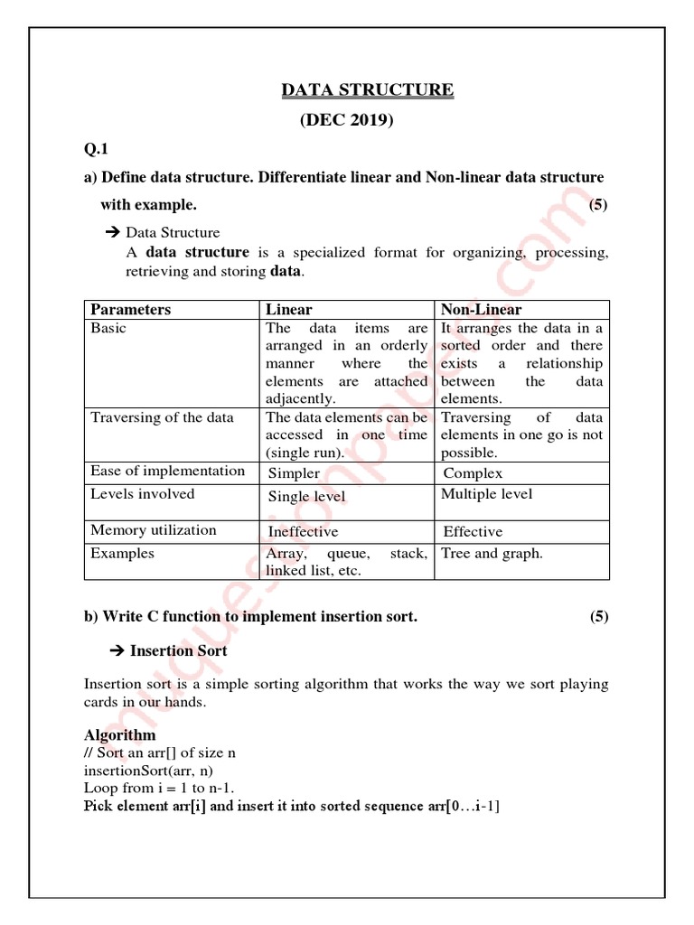 SE-Comps SEM3 DS-CBCGS DEC19 SOLUTION | PDF | Algorithms And Data ...