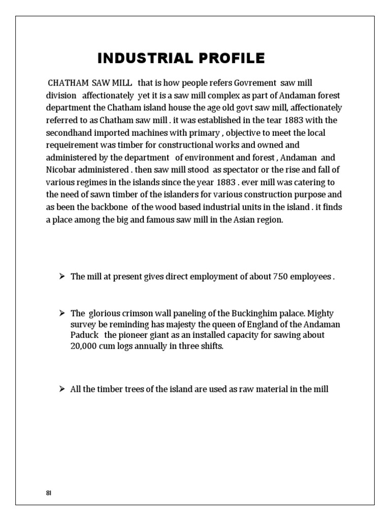 Chatam Saw Mill Complete Project | PDF | Welfare | Employment