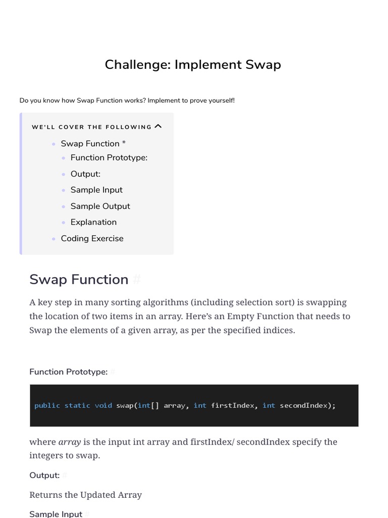 16 Challenge Implement Swap | PDF