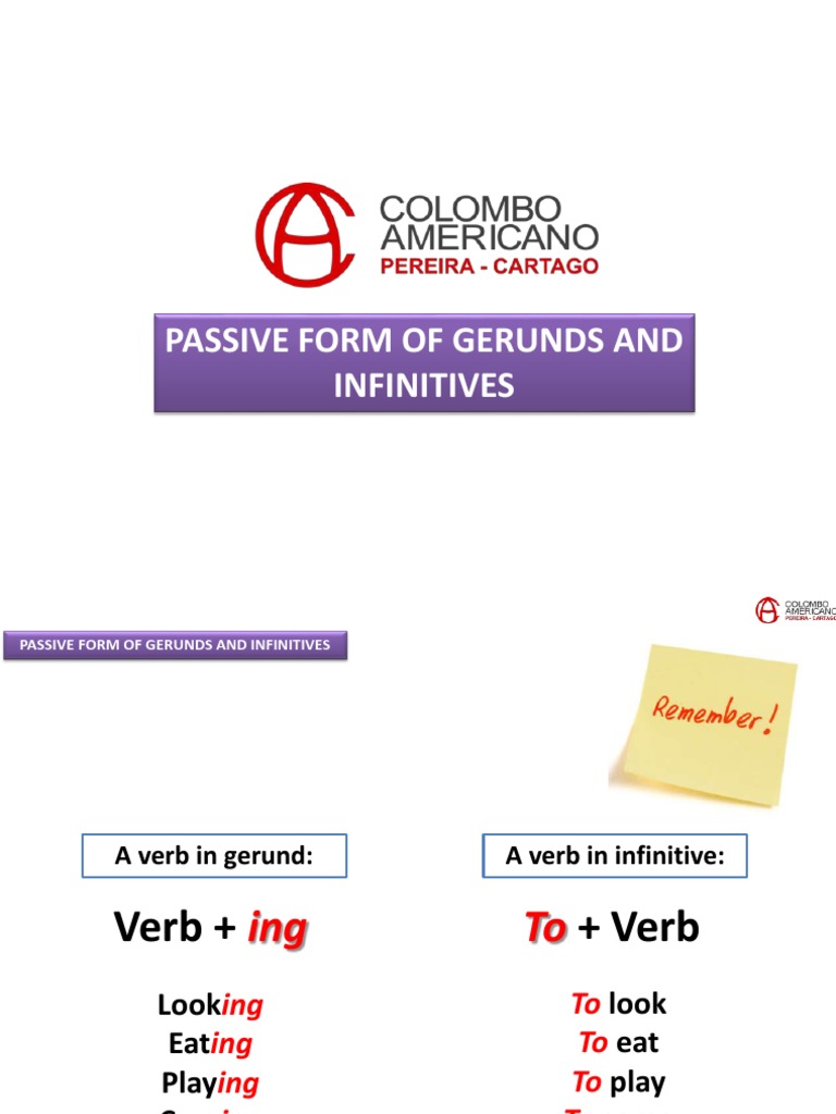 Passive Form of Gerunds and Infinitives | PDF | Verb | Grammatical ...