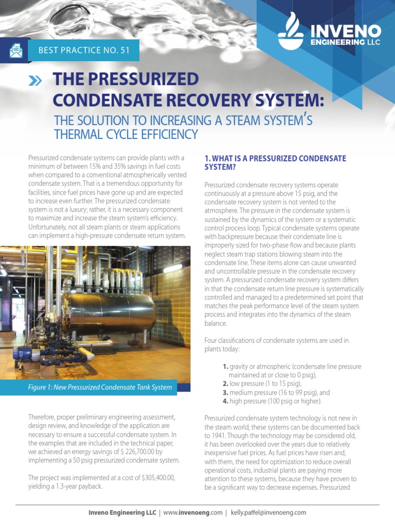 Best Practice No. 51 Pressurized Condensate Recovery System | PDF ...