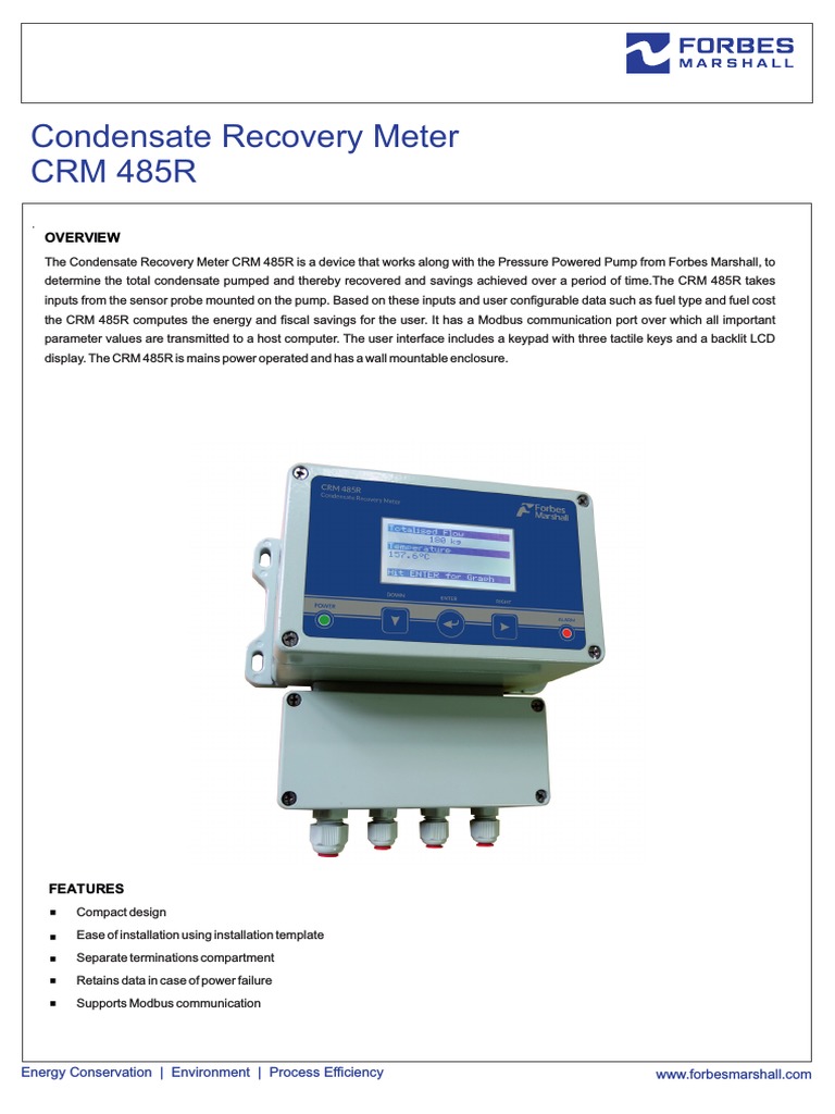 Condensate Recovery Meter CRM 485R: Energy Conservation - Environment ...
