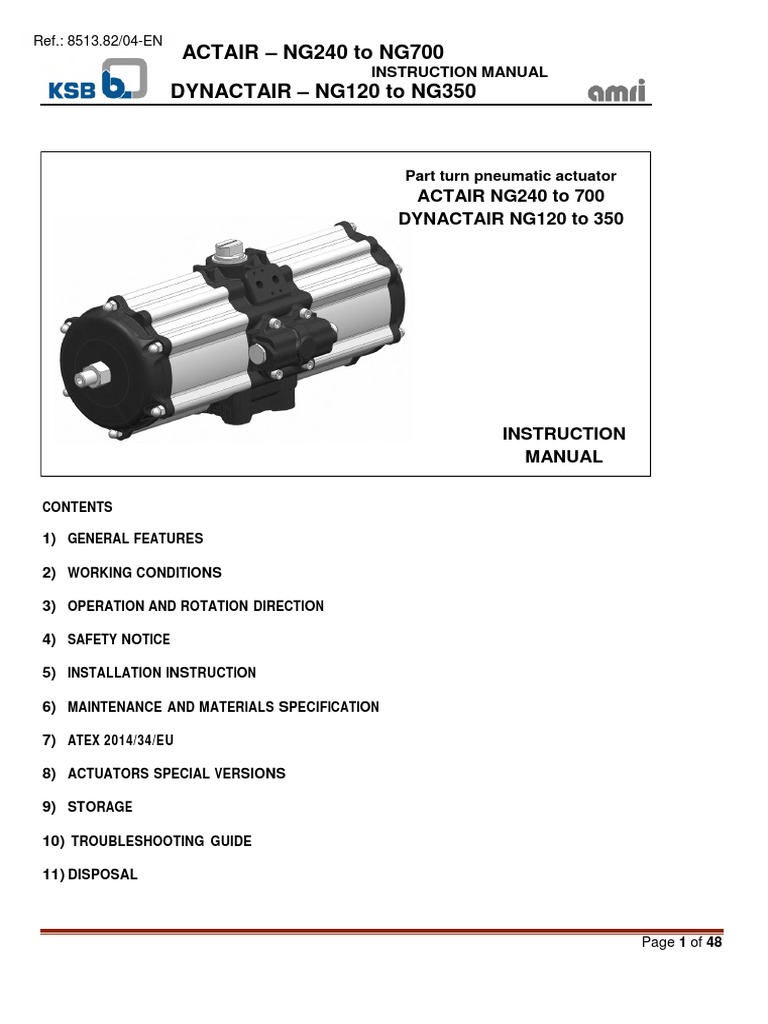 ACTAIR & DYNACTAIR Instruction Manual | PDF | Valve | Actuator
