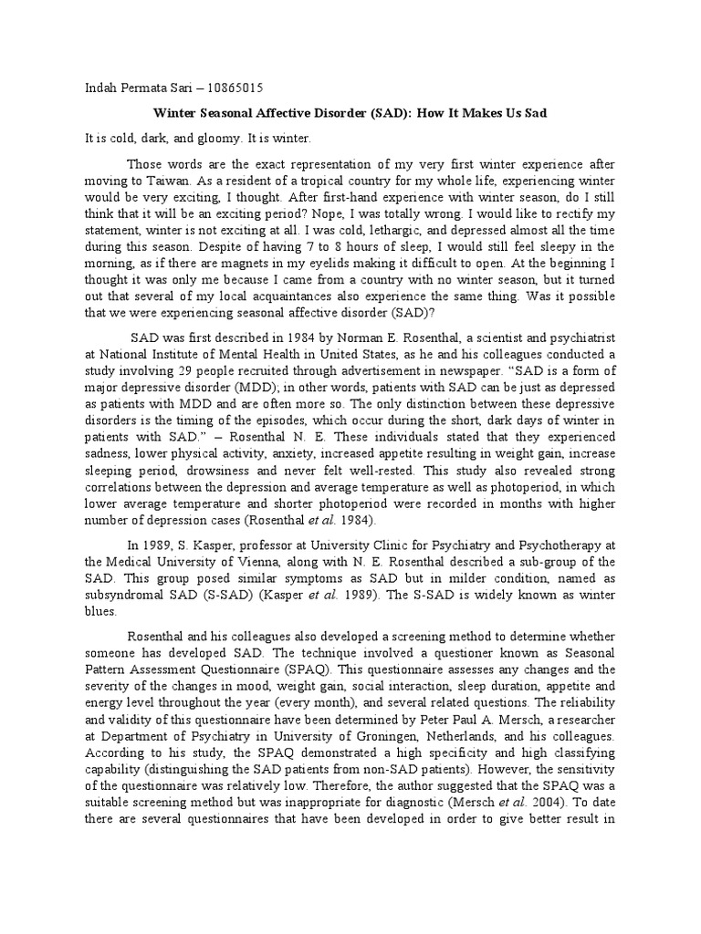 Seasonal Affective Disorder (SAD) | PDF | Neurotransmitter | Circadian ...