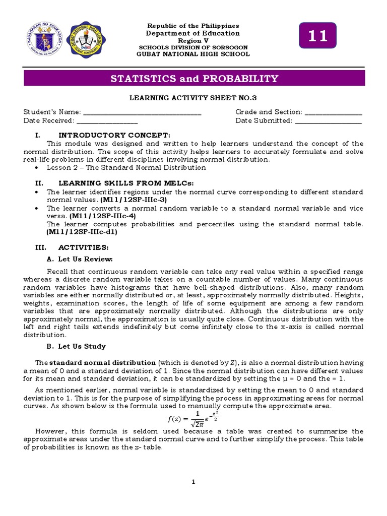 Standard normal distribution practice problems and solutions | PDF ...