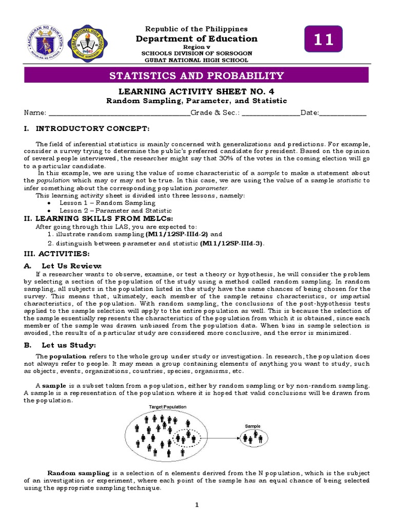 LAS 4 Statistics and Probability | PDF | Stratified Sampling | Sampling ...
