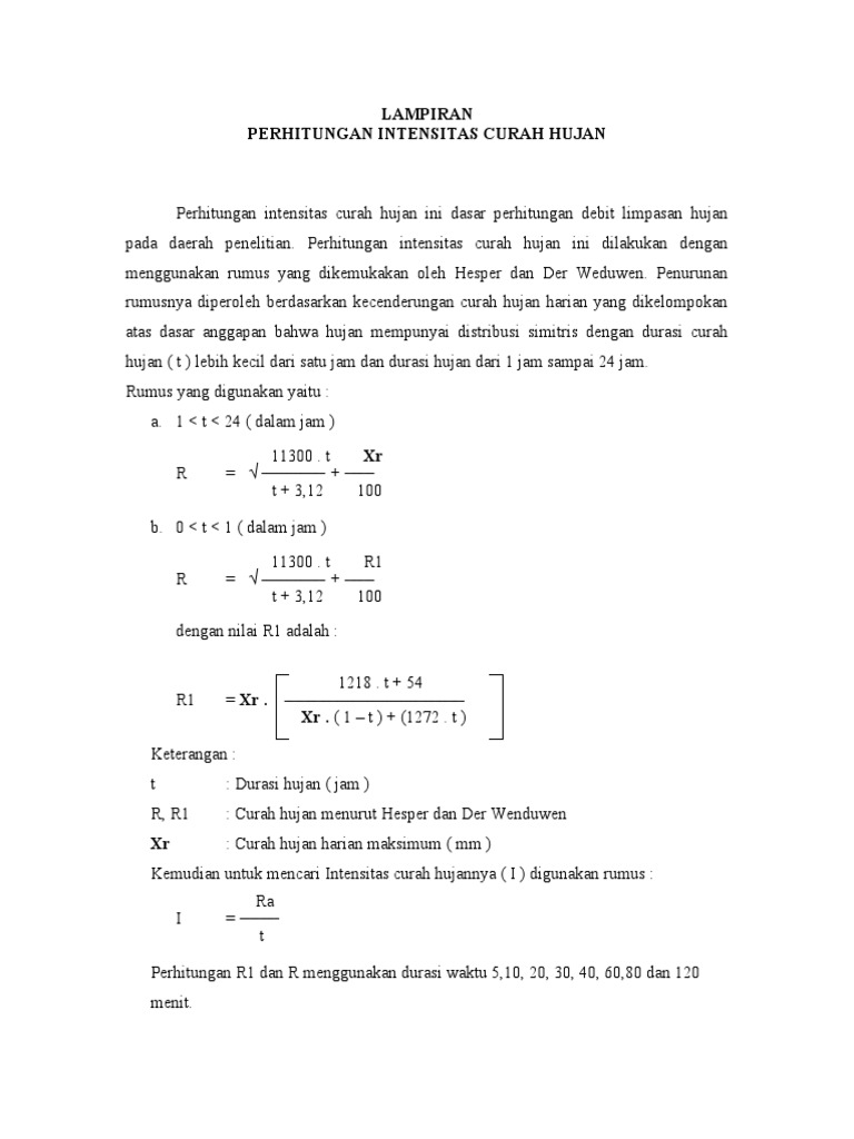 Perhitungan Intensitas Curah Hujan | PDF | Sains & Matematika