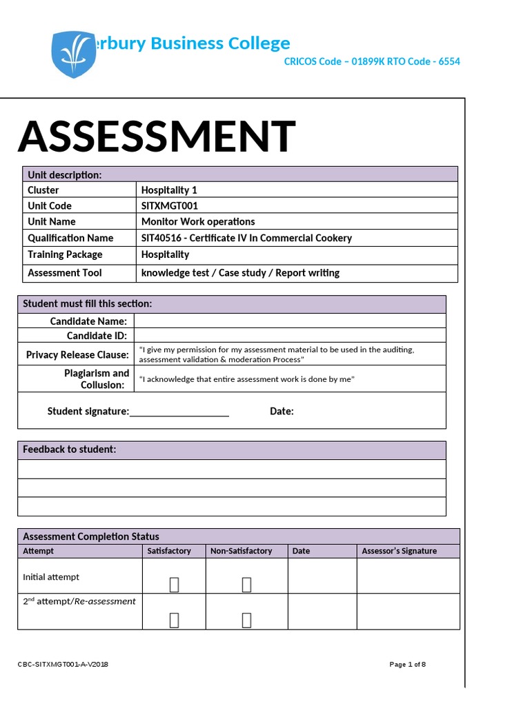 Assessment: Canterbury Business College | PDF | Human Resources ...