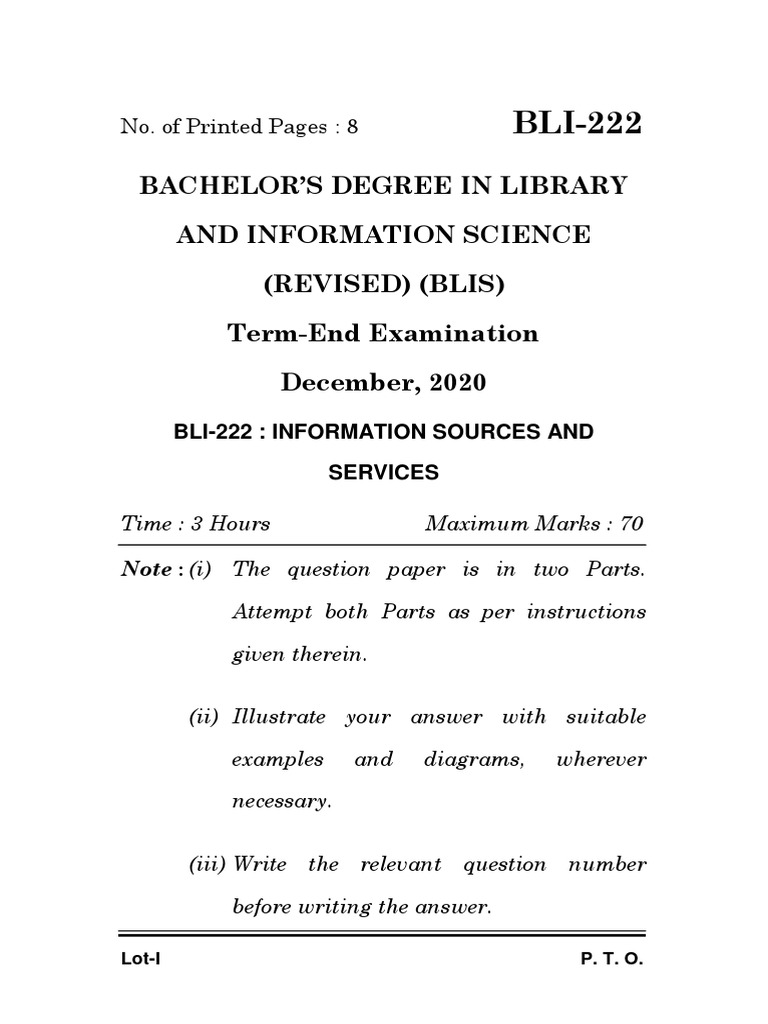 Bachelor'S Degree in Library and Information Science (Revised) (Blis ...