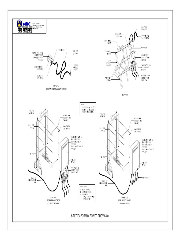 Site Temporary Power Provision: Type "A" Ordinary Extension Chord Type ...