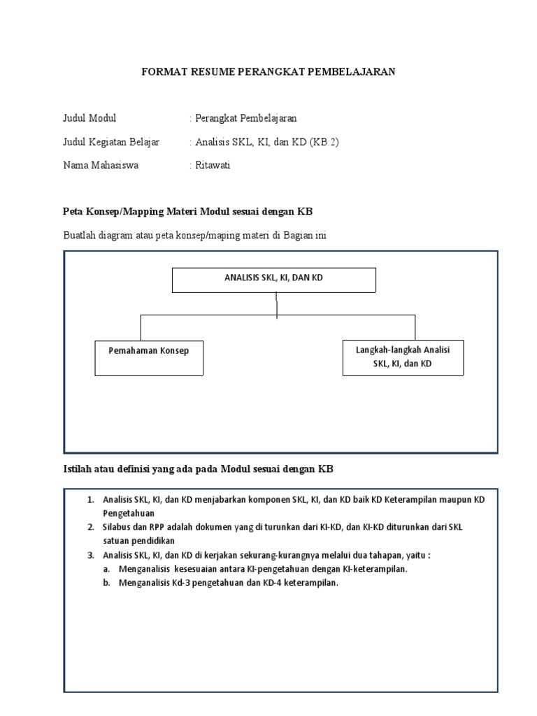 Resume Kb.2 (Analisia SKL, Ki, Dan KD) | PDF