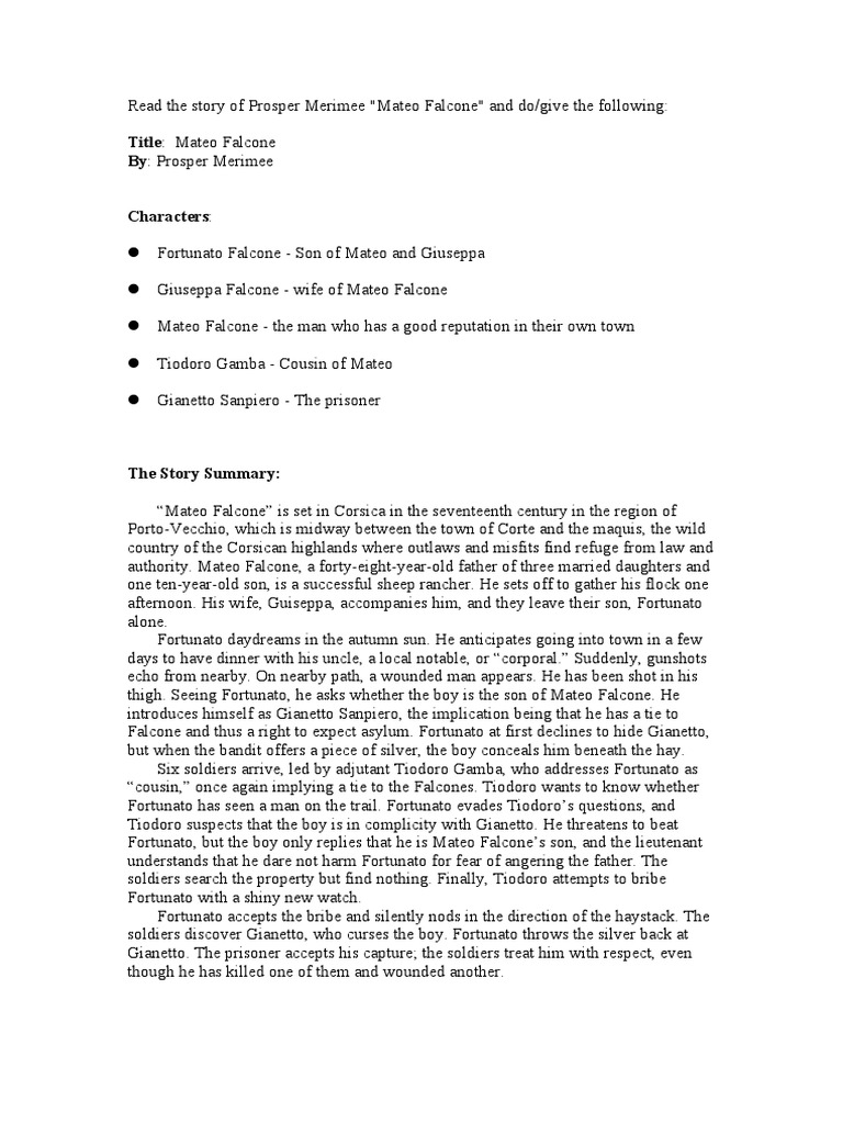 Title: Mateo Falcone By: Prosper Merimee | PDF