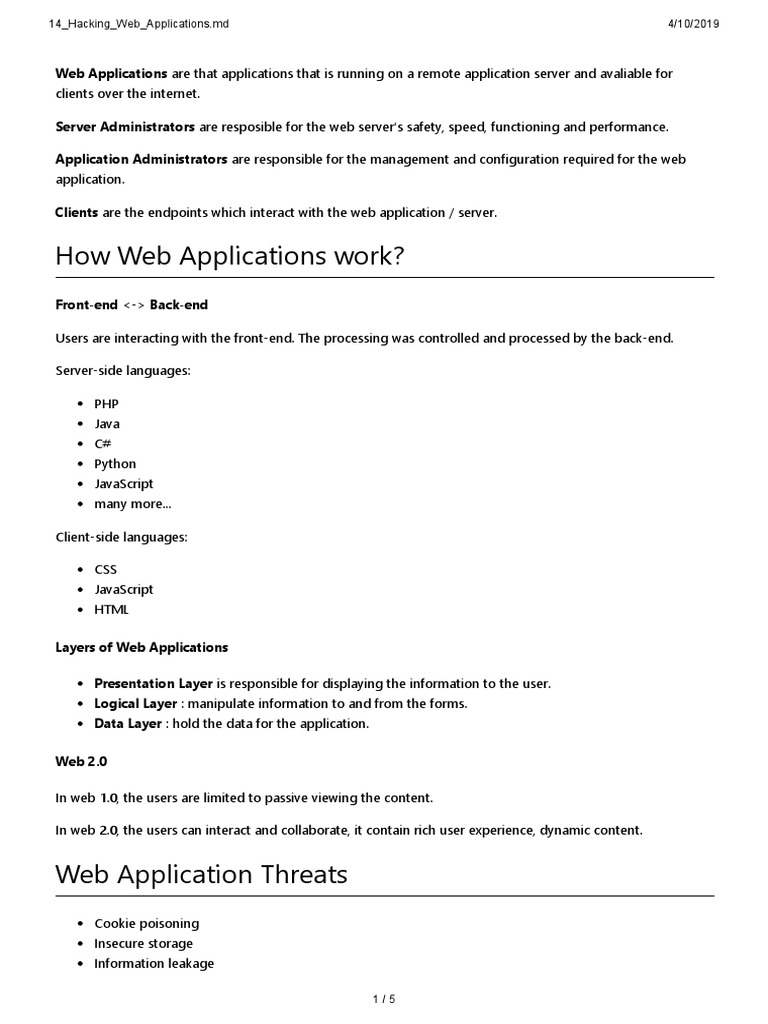 Hacking Web Applications | PDF | Http Cookie | World Wide Web