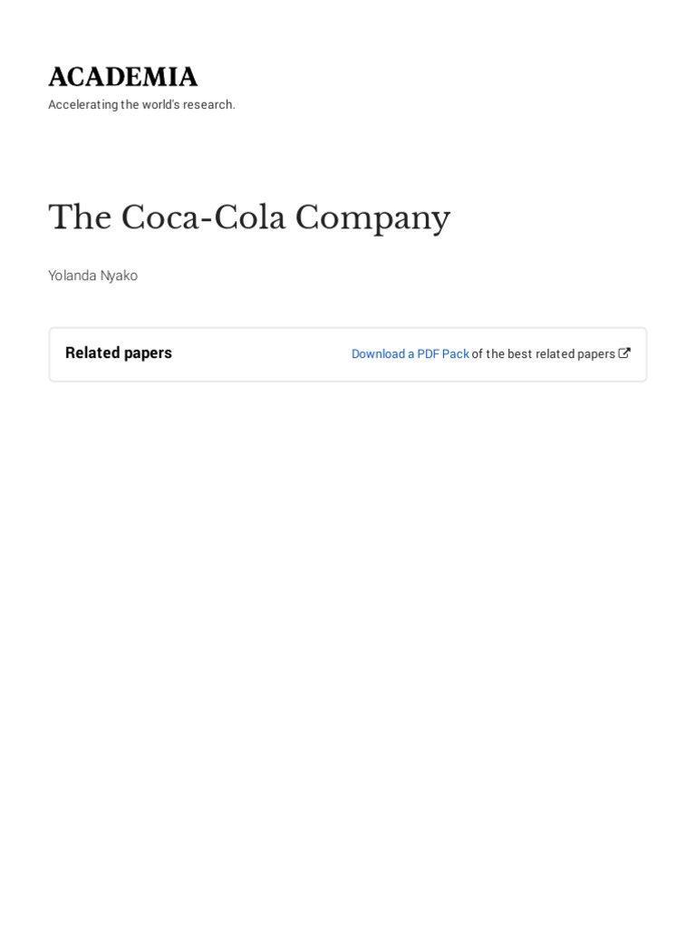 Strategic Analysis of Coca Cola Sandra Baah With Cover Page v2 | PDF ...