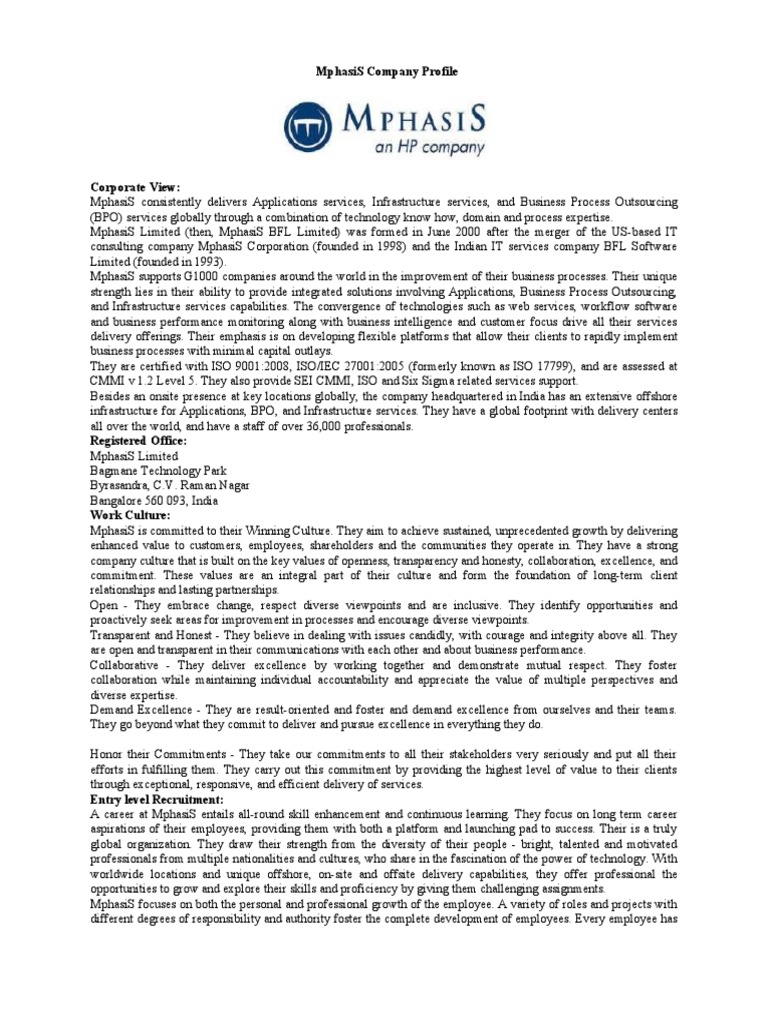 Mphasis | Download Free PDF | Outsourcing | Business Process