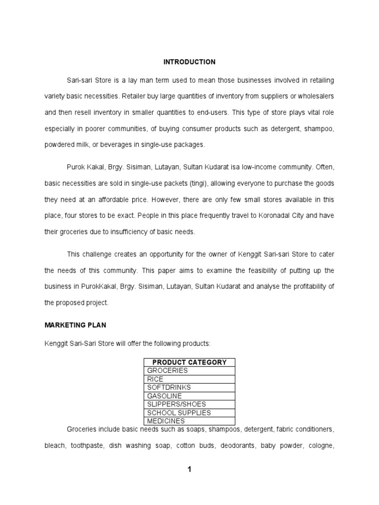 Final Revision of Business Plan-Kenggit Sari-Sari Store | PDF ...