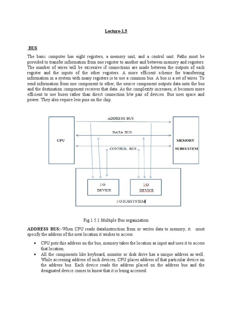 Chapter 1lecture 15 Buses Noteshomeworkreferencesvideolink Pdf Inputoutput Computer 