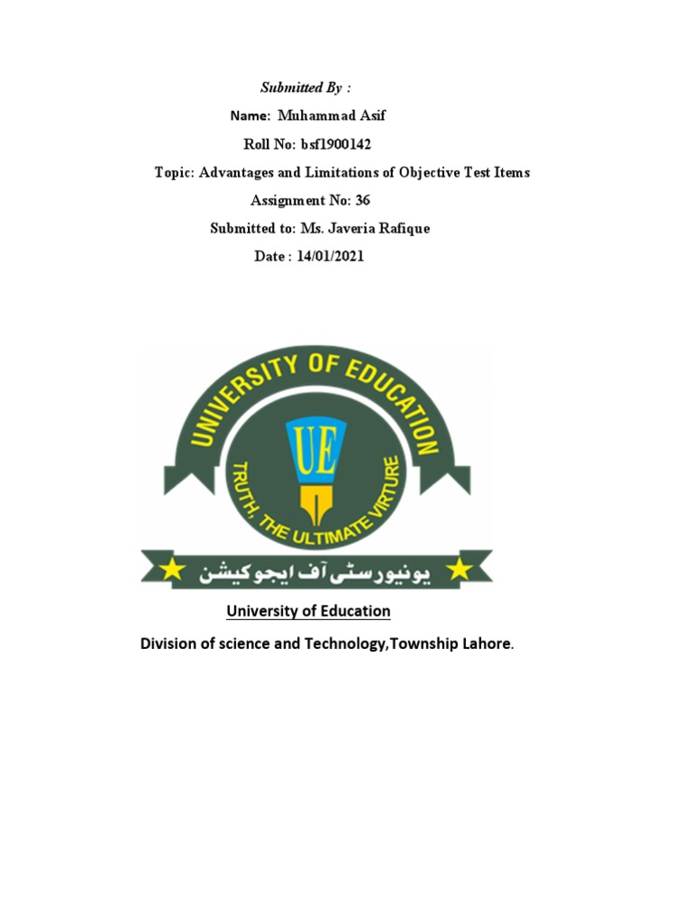 Objective Test Item | PDF | Multiple Choice | Test (Assessment)