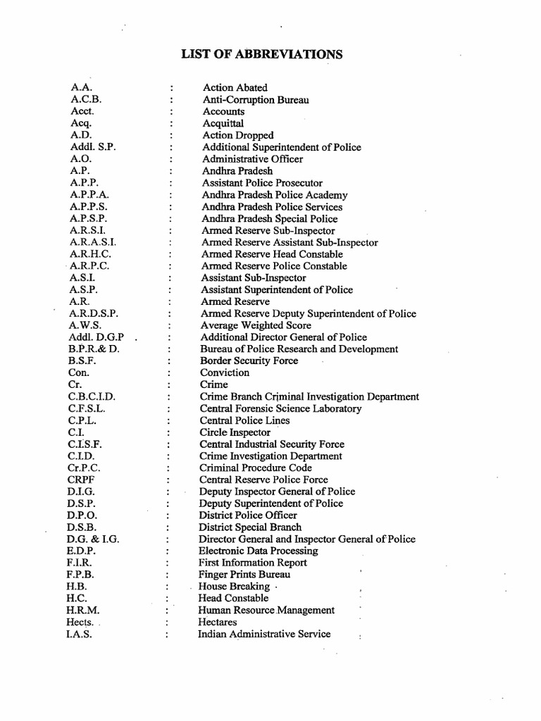 06 - List of Abbreviation | PDF | Police | Constable