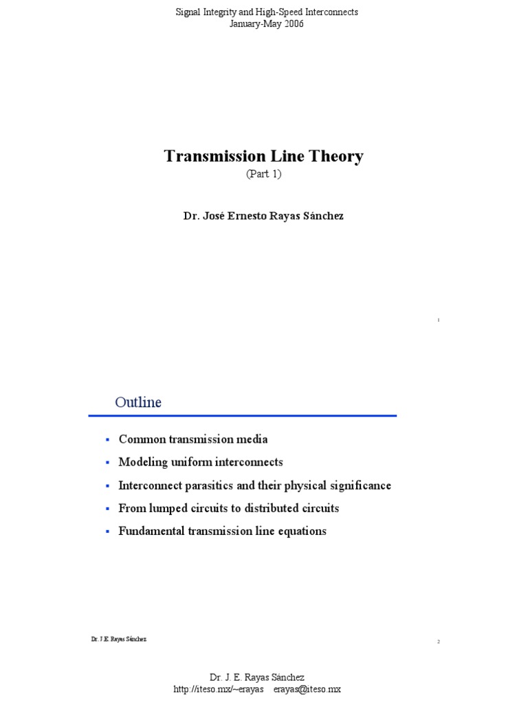 Transmission Line Theory: Outline | PDF | Transmission Line ...