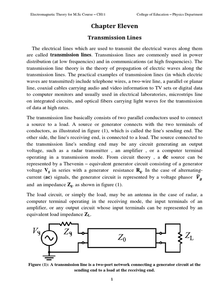 An Overview of Transmission Line Theory and the Propagation of ...