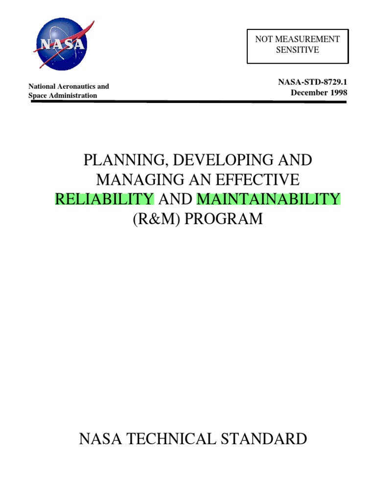 Nasa R&M 87291 | Download Free PDF | Reliability Engineering | Systems ...