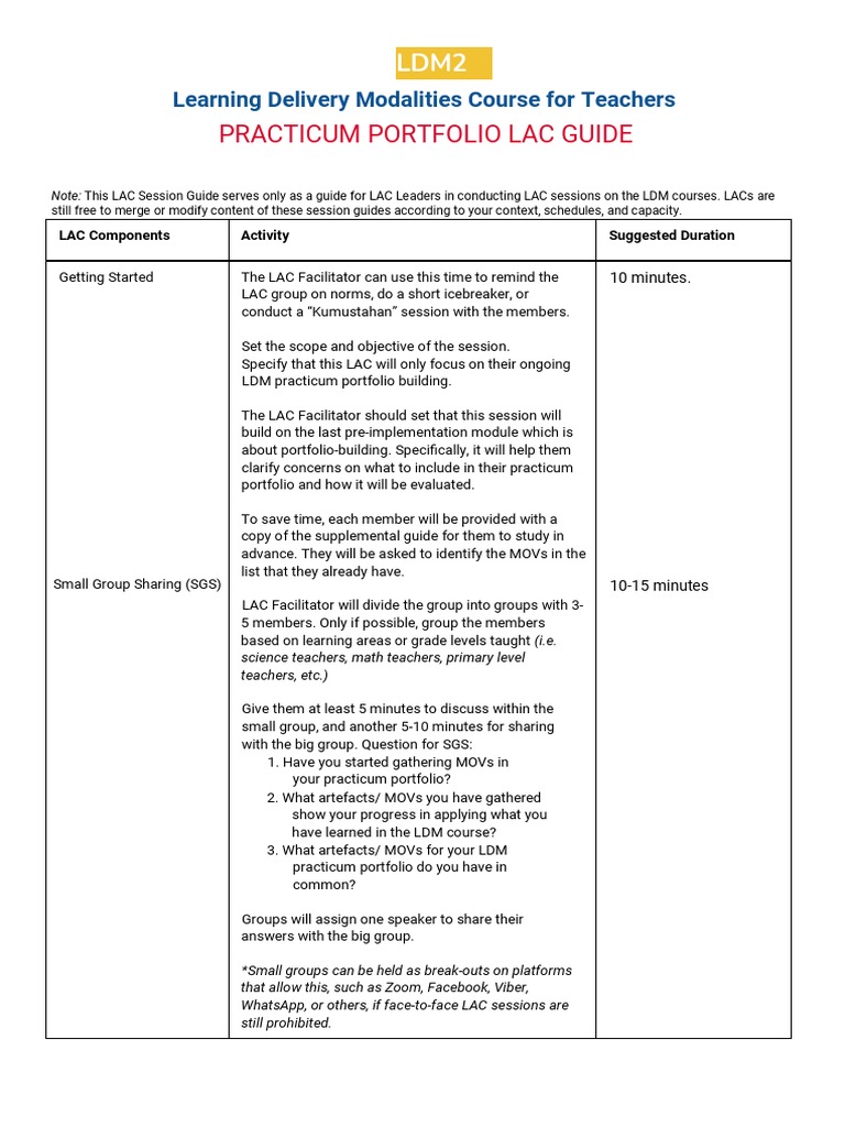 LDM Practicum Portfolio Building Guide | PDF | Lesson Plan ...