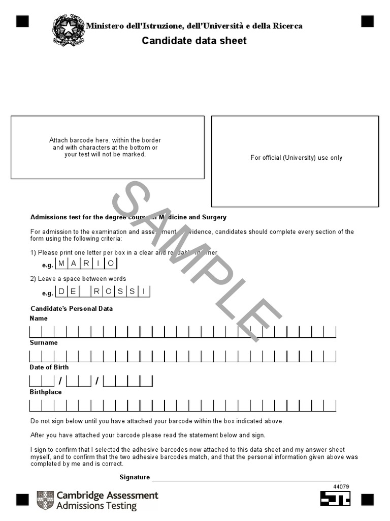 Imat Candidate Data Sheet Sample | PDF