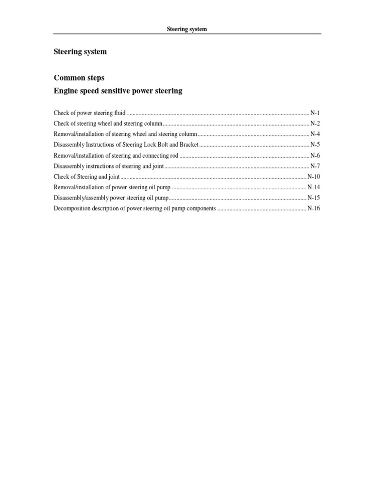 HAIMA 7 Service Manual (MT) - N Steering System | PDF | Pump | Steering