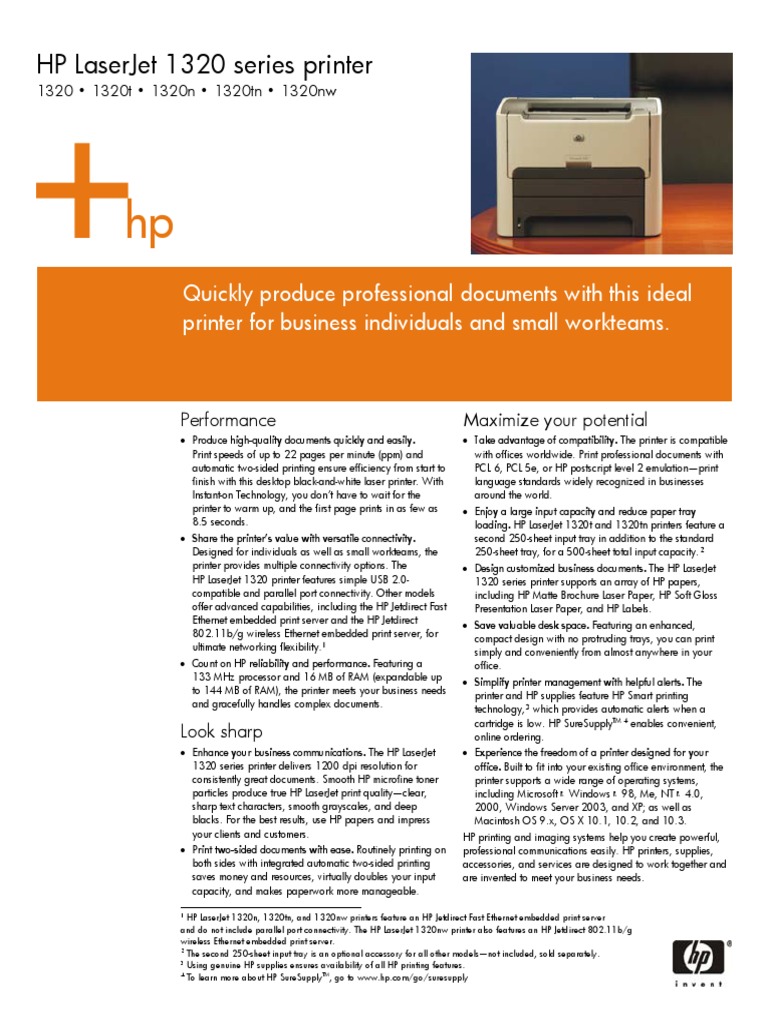 HP Laserjet 1320 Series Printer | PDF | Printer (Computing) | Operating ...