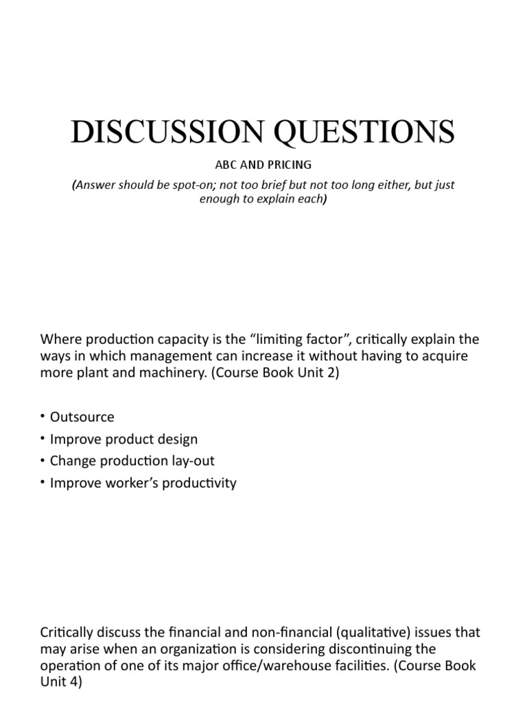 Discussion Questions: (Answer Should Be Spot-On Not Too Brief But Not ...