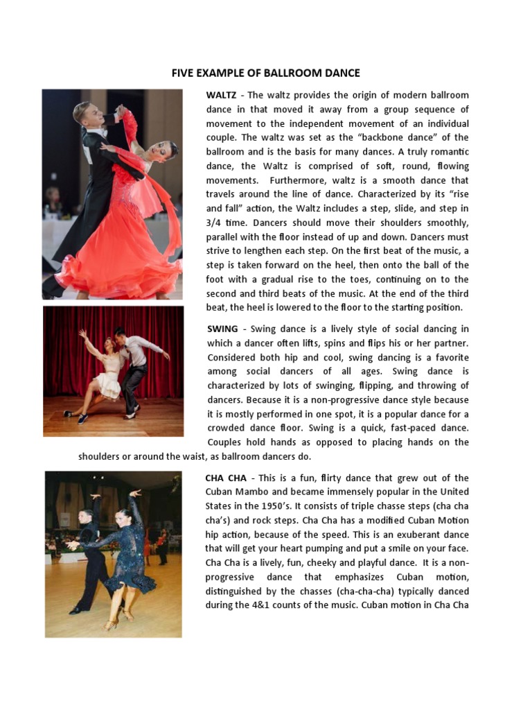 Five Example of Ballroom Dance | PDF | Ballroom Dance | Competitive Dance