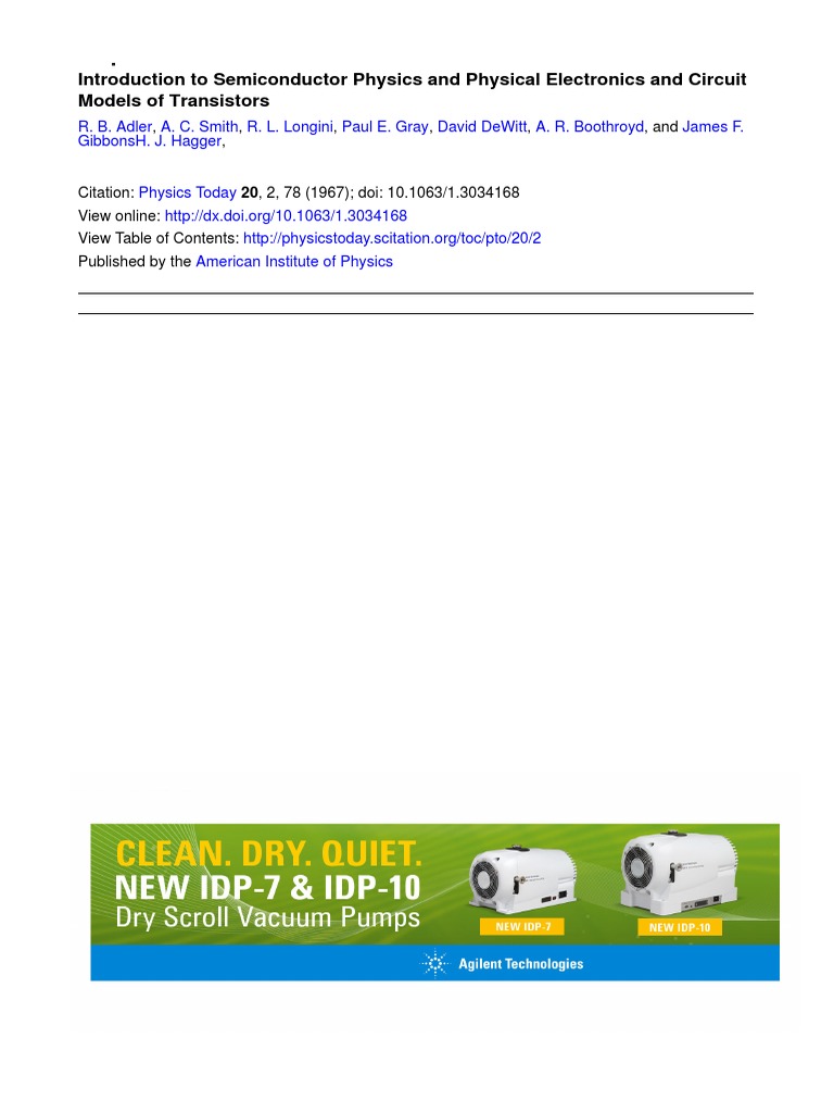 Introduction To Semiconductor Physics and Physical Electronics and ...